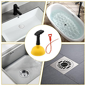 Sink Plunger with Drain Clog Remover, Mini Plunger with Short Handle, Hand Drain Plunger Easy to Use Unclogging Tool for Kitchen Sink,Bathroom Toilet, Shower Tub