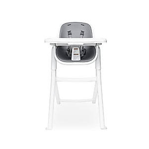 4moms Connect High Chair, One-Handed Magnetic Tray Attachment, White/Grey