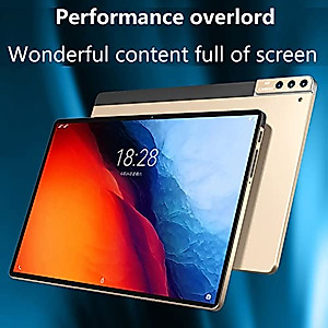 Zyyini 10 Inch Tablet, Tablet PC 100-240V Gold 12GB RAM 128GB ROM for Reading for Android 11.0 (US Plug)