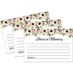 Share a Memory Cards - 50 Pack - Tasteful Alternative to Funeral Guest Books for Memorial and Celebration of Life or Going Away Party, Birthday or Graduation Guest Book