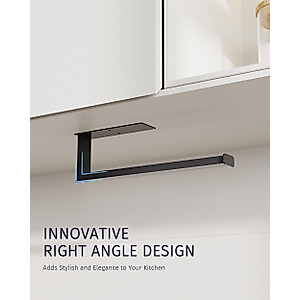 WZKALY Paper Towel Holder, SUS304 Stainless Steel Under Cabinet Paper Towel Bar, Self Adhesive or Wall Mount, Paper Towel Roll Rack for Kitchen and Bathroom (Black)