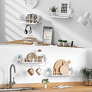 coorack Floating Shelves Wall Mounted Set of 2, COORACK Modern Villain Metal Hanging Floating Wall Shelves, No Drilling 13D x 42W x 14H cm