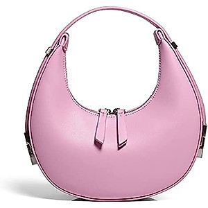 HDHTB Crescent Hobo Bag for Women Y2k Underarm Purse Top Handle Dumpling Handbag with Zipper (pink)