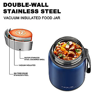 Soup Thermo Food Jar for Hot & Cold Food for Kids Adult, 32 oz Set Soup Thermo Hot Food Containers for Lunch, 2 Pack Insulated Food Jar with Spoon