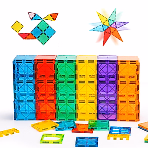 Gemmicc Magnetic Tiles, Magnet Toys Building Blocks for Kids, STEM Approved Educational Toys, Starter Set Magnet Puzzles Stacking Blocks,Sensory Montessori Toys for Boys Girls