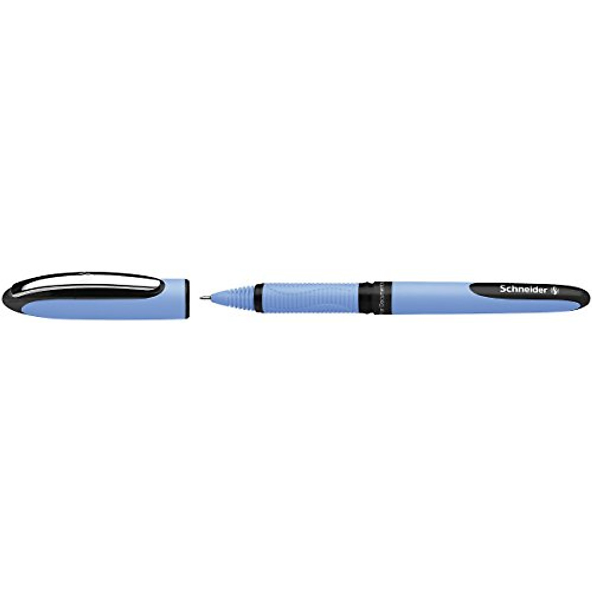 Schneider One Hybrid N Rollerball Pen, 0.3 mm Hybrid Needle Tip, Light Blue Barrel, Black Ink, Box of 10 Pens (183401)
