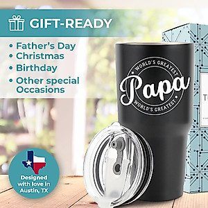 World's Greatest Papa Tumbler 30oz, Thoughtful Papa Gifts from Granddaughter and Grandson, Best Grandpa Presents from Grandkids, Ideal Present Picks for Birthday, Father's Day, Christmas, Gift Ready