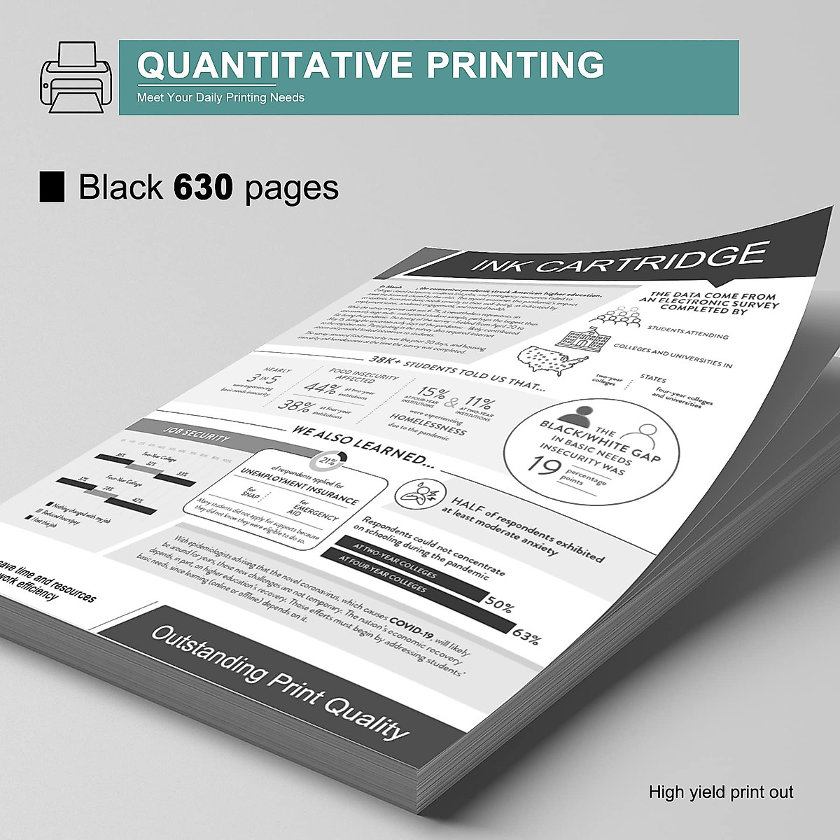 ASHD YECOLS Remanufactured Ink Cartridge Replacement for HP 62 62XL Use with OfficeJet 200 250 OfficeJet 5740 8040 5741 Envy 7640 5660 5540 7645 (Black 1-Pack), YC-62XL-1BK