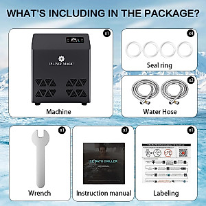 PLUNGE MAGIC Ultimate Cold Plunge Tub XL129 Gal Large Oval Ice Bath Tub With Cover for Athletes Portable, Equipped with 1/3 HP Smart-Chiller(cooling only) | 47" L x 25" W x 24" H (touchscreen)