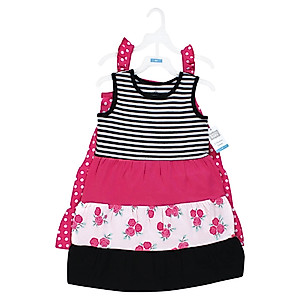 Hudson Baby Girls' Cotton Dresses, Pink Black Roses, 9-12 Months