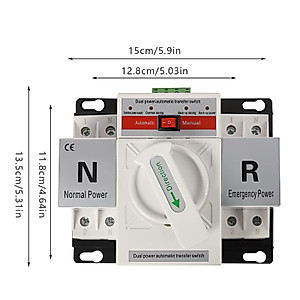 110V 2P 63A Mini Dual Power Automatic Transfer Switches Toggle Controller Change-Over Switch Self Cast Conversion