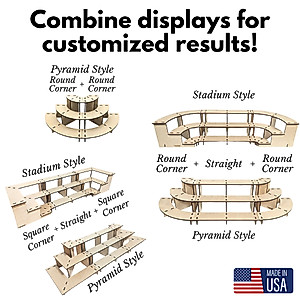 Patriot Pulse 3-Tier Retail Shelves Perfect for Craft Shows, Farmers Markets, Trade Shows, Product Displays, Table Tops, Counters (Square Corner Display (Black))