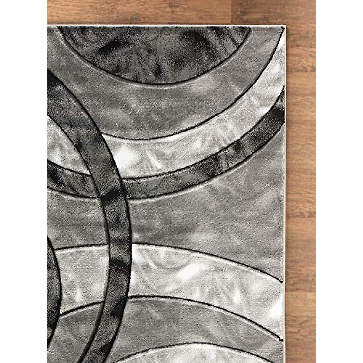 GLORY RUGS Area Rug Modern 5x7 Grey Black Circles Geometry Soft Hand Carved Contemporary Floor Carpet Fluffy Texture for Indoor Living Dining Room and Bedroom Area