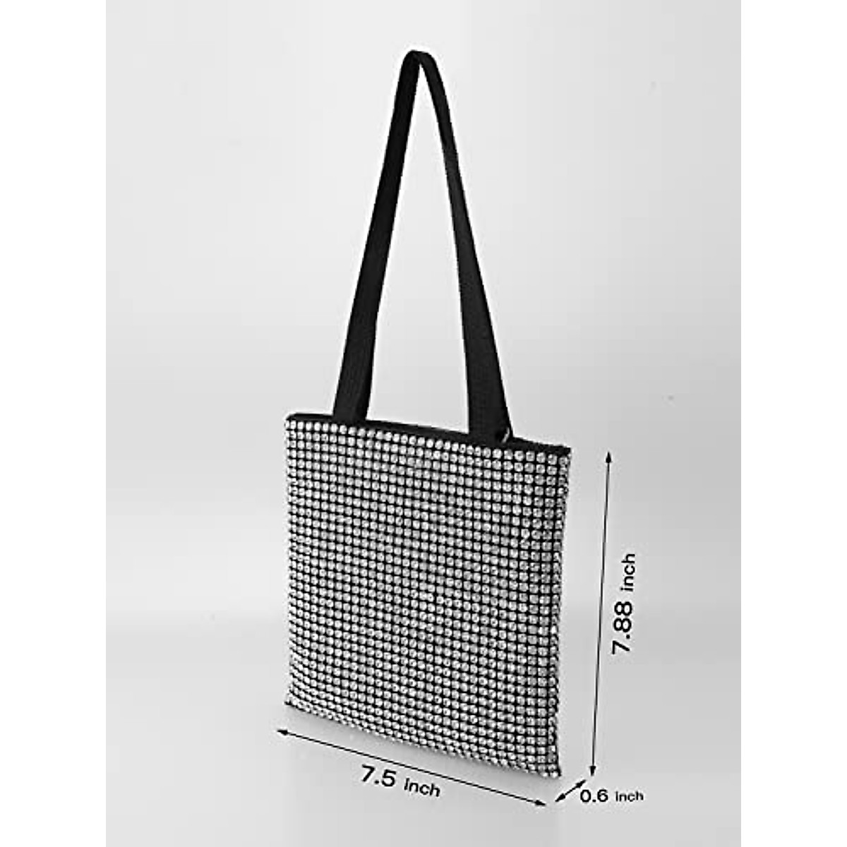 Crystal Rhinestone Tote Bags for Women Silver Rhinestone Bling Clutch Purse Top Handle Handbag for Women(Tote-Silver)