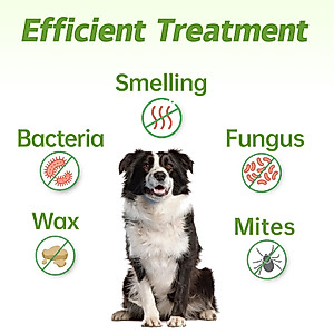 Ancopaws Ear Cleaner Solution for Dog & Cat - Ear Infection Treatment without Irritation - Dog Ear Wash for Itch Relief & Soothing Inflammation - Ear Wax, Debris and Odor Removal Drops