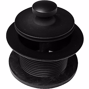 Westbrass 597144-62 14" Poly Tubular Bath Waste & Overflow Assembly with 2-Hole Faceplate and Pull to Open Drain Plug, 1-Pack, Matte Black