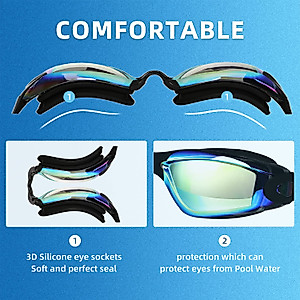 LOCONHA Swim Goggles, 2 Pack Swimming Goggles Anti Fog No Leaking For Adult Women Men Youth