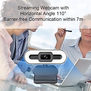 Goaic 1080p HD Webcam with Adjustable Ring Light Wide Angle Camera USB 2.0 Plug and Play Computer Web Camera, for Video Streaming, Conference, Game,Study