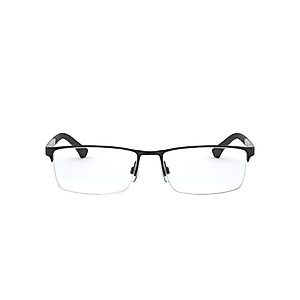 Emporio Armani Men's EA1041 Rectangular Sunglasses, Rubber Black/Demo Lens, 55 mm