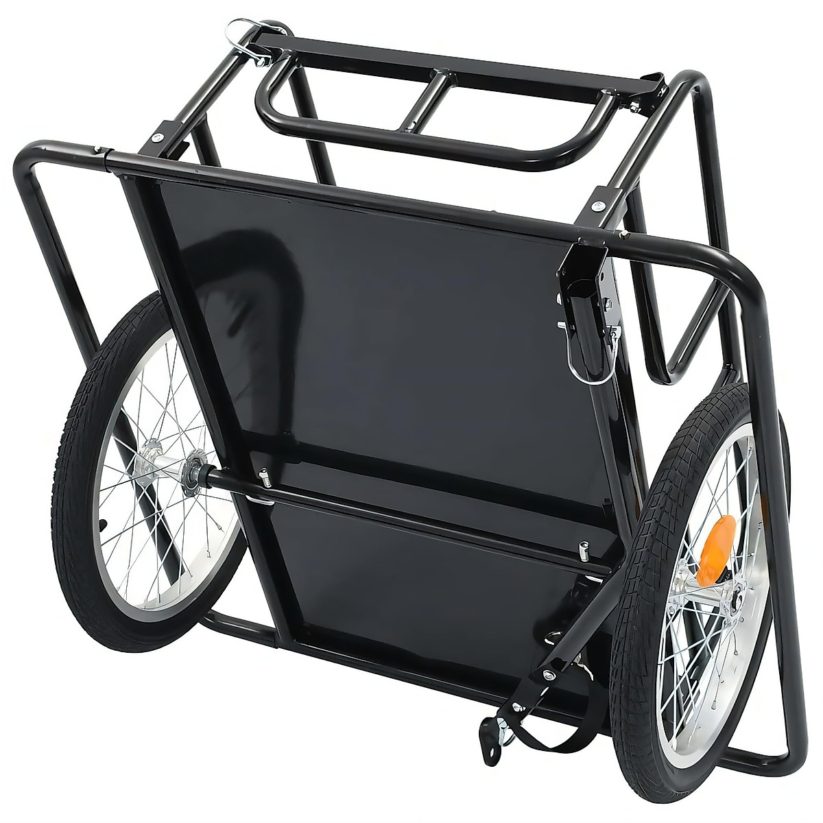 RICA-J Bike Cargo Trailer, Foldable Bicycle Cart Wagon Trailer w/ Hitch, 110 lbs Max Load - Black, Black 01