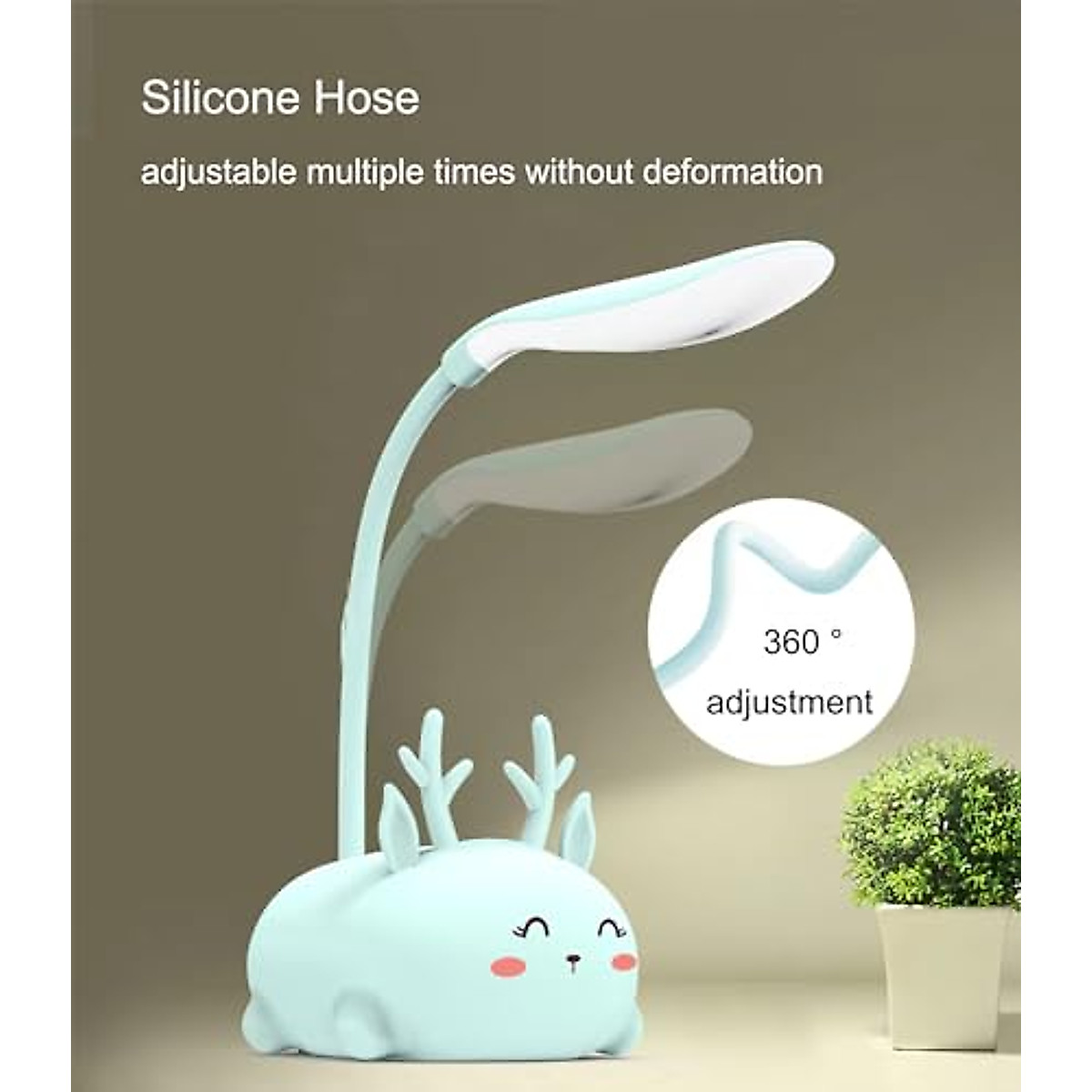 Desniltol LED Kids Lamp, Mini Cat Table Lamp, Portable LED Night Light, Cute Desk Lamp, Foldable USB Rechargeable Reading Light Children's Bedroom (Pink)