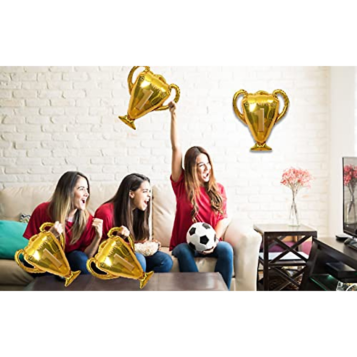 4 Pcs 28x25 inch Champion Trophy Aluminum Foil Balloon for Sport Basketball Football Anniversary Birthday Party Decor Supplies