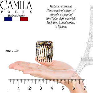 Camila Paris CP2332/2 French Hair Side Comb Handmade Onyx, Small Twist Hair Decorative, Strong Hold Clips for Women Bun Chignon Up-Do Styling Girls Hair Accessories, Made in France