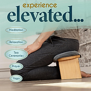 Florensi Meditation Bench - Bamboo, Foldable & Ergonomic Meditation Stool - Sturdy Prayer Bench with Meditation Cushion, Comfortable for Kneeling or Sitting - Perfect for Deeper & Longer Meditation