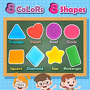 Shape Learning Sensory Toys for Toddlers - Textured Sensory Toys for Autistic Children, Pull and Stretch Tactile Toy, Calming Autism Toys for Boys and Girls Preschool Kids (8Pack)