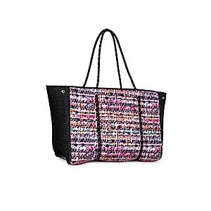 Haute Shore - Greyson Coco Neoprene Tote Bag w/Zipper Wristlet Inside, Black, One_Size