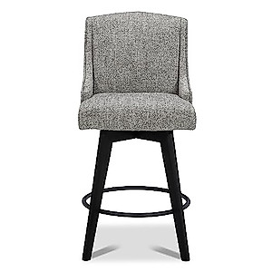 CHITA Counter Height Swivel Barstools, Upholstered Fabric Bar Stools Set of 2, 26" Seat Height, Pebble Grey