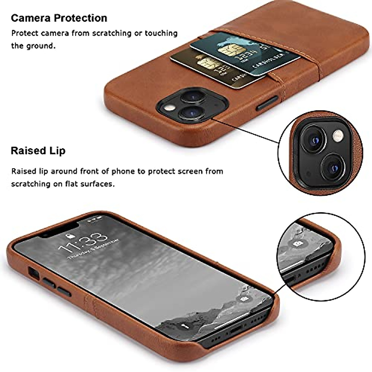 TENDLIN Compatible with iPhone 13 Mini Case Wallet Design Premium Leather Case with 2 Card Holder Slots Compatible for iPhone 13 Mini 5.4-inch Released in 2021 (Brown)