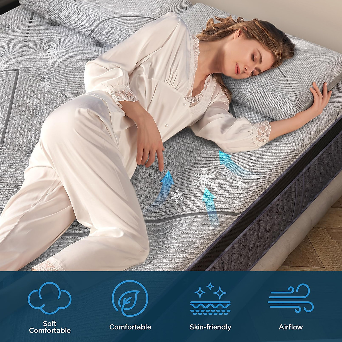DIGLANT Twin XL Mattress, 14Inch Gel Memory Foam & 7-Zone Pocket Spring Twin XL Size Mattress, Medium Plush Hybrid Mattress in Box for Motion Isolation,Pressure Relief, 39 * 80