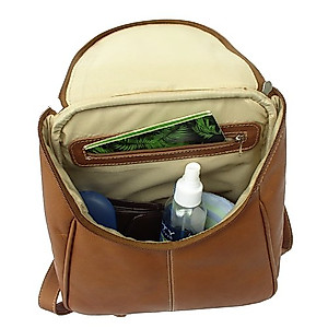 Piel Leather U-Zip Backpack, Saddle, One Size