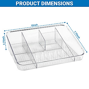 Toughty Drawer and Desk Organizer Tray with 8 Compartments Clear Acrylic for Makeup Organizer for Vanity, Drawer Organizers Office, Office Desk Accessories Desk Organizer Tray