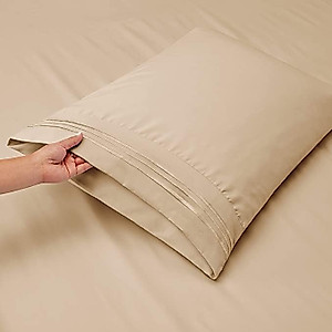 KAYLEN HOME 1800 TC Deep Pocket Full Size Sheets Set up to 16" - Hotel Luxury Extra Soft Brushed Microfiber 4 PC Bed Sheet Set, Cream