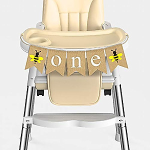 Rainlemon Jute Burlap Bumble Bee One High Chair Banner Baby Boy Girl 1st Birthday Party Highchair Decoration