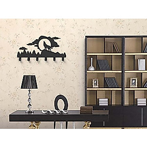 Wander Agio Wolf Moon Metal Wall Mounted Bag Hanger Coat Rack Clothing Hooks Hanging Racks Black