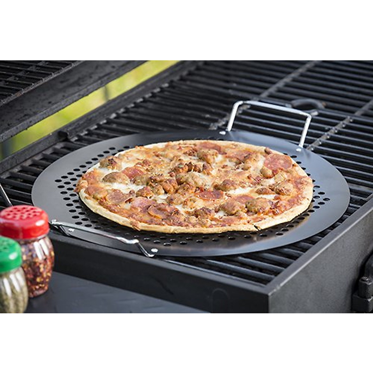 TableCraft BBQ Round Pizza Grilling Tray, Medium,Steel