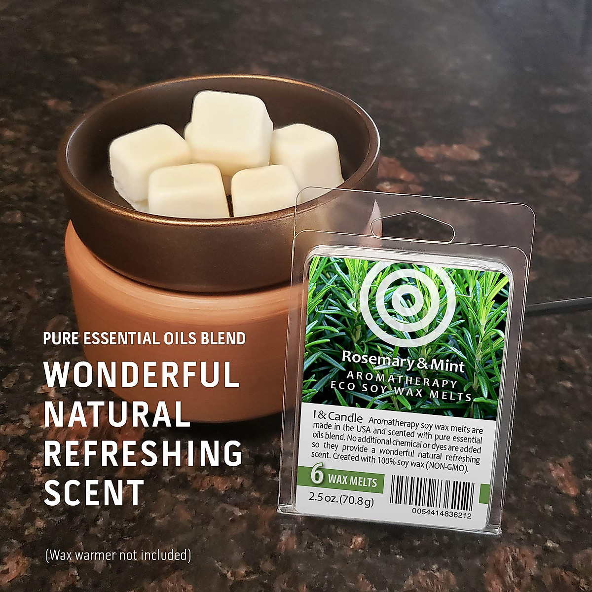 I & Candle, (Set of 4) Eucalyptus / Hibiscus & Citrus / Rose & Lavender / Rosemary & Mint Aromatherapy Wax Melts. 100% Soy Wax Non-GMO. Made in the USA