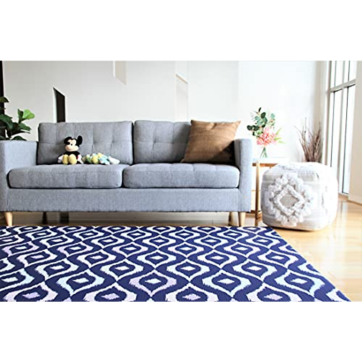 Stylish Reversible Foam Floor Mat | Play mat for Toddlers, Baby Play mat, Tummy time Crawling mat | Kids Play mat | Yoga Mat | Non-Toxic, Waterproof, Durable, Easy-to-Clean | Large Blue - Gray