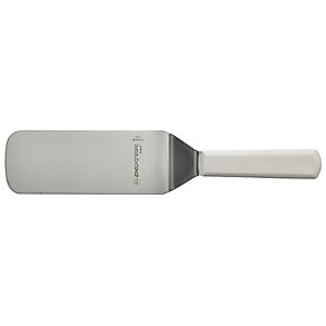 Dexter Stainless Steel Cake Turner with White Polypropylene Handle - 8"L x 3"W Blade