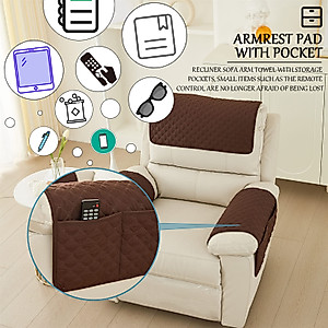 ZGDDPZA Sofa Armrest Cover,1/2/3 Seater Sofa Headrest Slipcovers with Pocket Nonslip Armchair Cover Quilted Water Proof Furniture Protector for Recliner Couch (Coffee,1 Seat Recliner 3 pc)