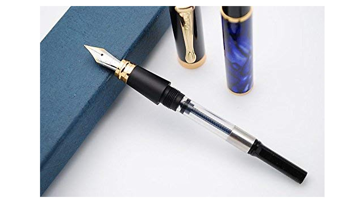 JINHAO 500 Fountain Pen - Elegant Blue Marbled Design