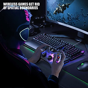 Replacement for Xbox One Controller Wireless with Two Custom Thumb Grips, SAMINRA Custom Design with 3.5mm Audio Jack, Compatible with Xbox Series X/S/Xbox One X/S/Window 10 (Galaxy)