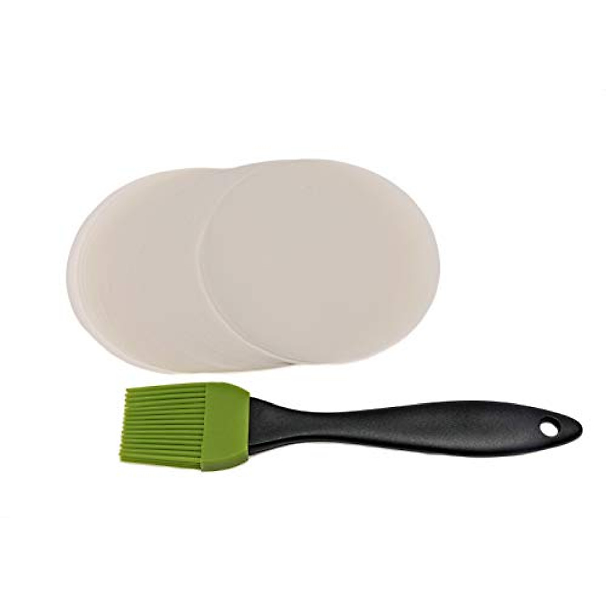 J-Line Design Deluxe Cast Aluminum Hamburger Patty Press Burger Maker with Plastic Handle Complete with Sauce Basting Brush and 100 Non-Stick Wax Paper Sheets