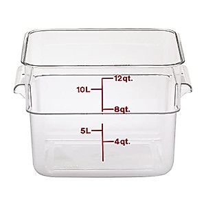 Cambro Camwear 12SFSCW135 Polycarbonate Square Food Storage Container, 12 Quart, 6 Pack