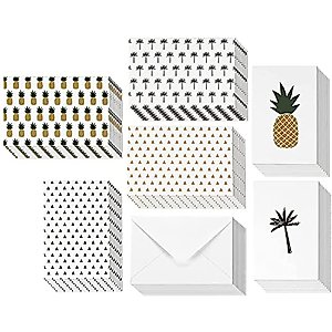 All Occasions Greeting Cards, 48-Pack of Cards in 6 Tropical Designs with Envelopes Included, Modern Geometric Design, 10 x 15 cm