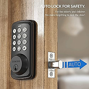 Keyless Entry Door Lock, Zomoss Electronic Keypad Deadbolt Lock, Auto Lock, 20 User Codes, Digital Deadbolt for Front Door, Easy to Install, 1 Press Locking, Oil Rubbed Bronze