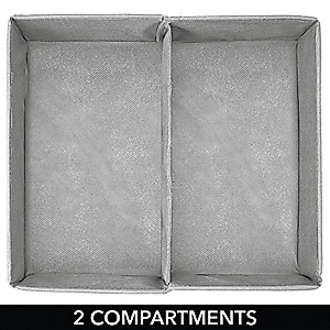 mDesign Fabric Divided Drawer Organizer Bins, Kids/Baby Nursery Dresser, Closet, Shelf, Playroom Organization, Hold Clothes, Toys, Diapers, Bibs, Blankets, Lido Collection, 2 Pack, Gray Herringbone